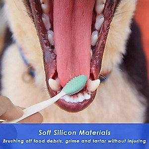AUTOWT Dog Toothbrush, 4 Packs Silicone Pro Double-Sided Soft Comfort Gentle Dental Brushes Set Kit with 5.7 inches Curved Long Handle for Puppy Small Medium Dogs Cats Most Pet (Set 1)