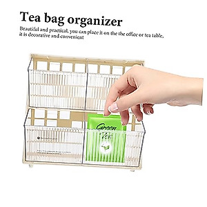 ULDIGI Tea Bag Storage Box Plastic Organizer Box Locker Organizer Shelf Desk Top Shelf Stand Tea Bag Storage Bin Tea Bag Holder Coffee Sugar Bag Organizer Coffee Bag Holder Tea Bags Stand