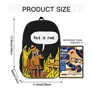 This Is Fine - Dog Fire Meme Backpack School Bag Student Bookbag Lightweight Cycling Travel bag Outdoor Backpack for Women Men Teens Girls Boys Laptop Daypack