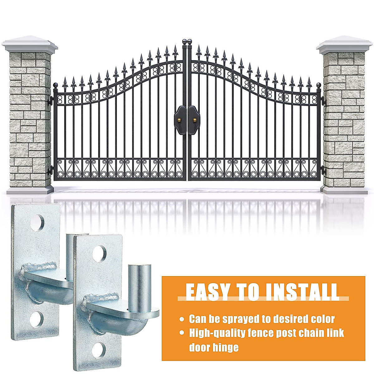 Dunzy Wall Mount Gate Hinges Wall Plate Hinges Heavy Duty Gate with 5/8 Hinge Pin Outdoor Chain Link Fence, Screws Not Included(4 Pcs)