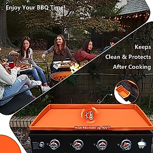 Griddle Cover Mat Full-Edge for Blackstone 36 Inch Grill, Silicone Food Grade Full-Edge Blackstone Accessories, with a Silicone Grease Cup Liner, Protect from Rust, Insects, Leaves