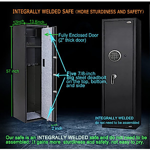 Langger V Gun Safe for Rifle, Upgraded Quick Access 5-6 Gun Large Rifle Gun Security Cabinet for Rifle Shotgun Firearms with/without Optics with Pistol Lock Box, Removable Storage Shelf BLACK