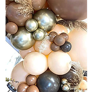 GIHOO Baby Shower Decoration 140Pcs Coffee Brown Balloon Arch Garland Kit Chrome Gold Latex Balloons for Bear Themed Birthday Neutral Wild One 1st Birthday Backdrop Party