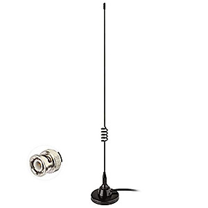 Bingfu HF VHF UHF Ham Radio Amateur Radio Mobile Radio Scanner Antenna Police Scanner Antenna Magnetic Base BNC Male Antenna Compatible with Uniden Bearcat Whistler Radio Shack Police Radio Scanner