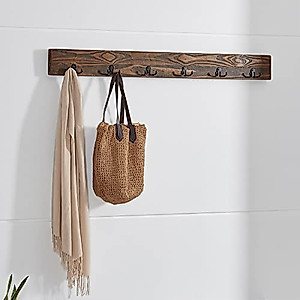Alaterre Pomona Metal and Wood Wall Coat Hook, 48", Brown