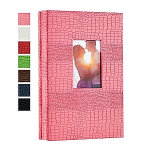 potricher Leather Photo Album 4x6 300 Photos for Family Wedding Anniversary Baby Vacation (Pink, 300 Pockets)