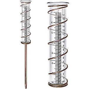 X-PREK 7" Vintage Brown Glass Rain Gauge Outdoor, Easy to Read Detachable Glass Rain Gauges for Yard Garden Lawn Decor