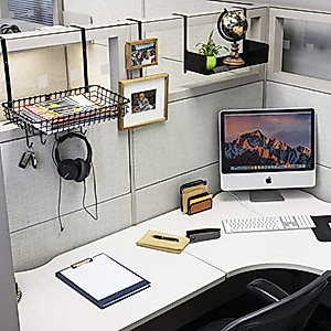 Wallniture Bali Bookshelf and Home Office Desk Organizer Tray, Black Cube Storage Organizer