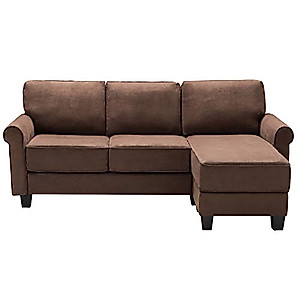 Nolany Reversible Sectional Sofa Couch for Small Apartment L Shape Sofa Couch 3-seat Sectional Corner Couch (Mahogany Brown)