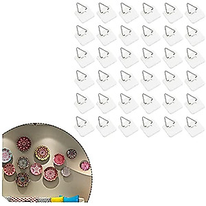 Invisible Adhesive Plate Hanger Set, 50Pieces Adhesive Hang Tabs Plate Hangers Vertical Plate Holders for The Wall Small