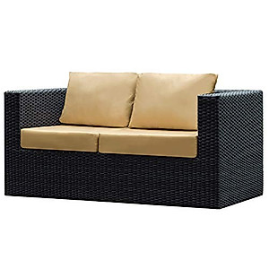 CHUN YI 2 Pack Seat Cushion Cover, Outdoor Waterproof Separate Loveseat Patio Slipcover, Water Resistant Durable Garden Seating Chair Cushion Replacement(24.5Lx24.5W 2 Pack Cushion Cover, Khaki)