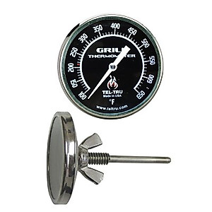 Tel-Tru BQ225 Barbecue Grill Thermometer, 2 inch dial and 2.13 inch stem