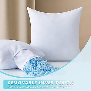 MIULEE Pack of 2 20x20 Pillow Inserts-Decorative Shredded Memory Foam Cooling Throw Pillows-Adjustable Premium Square Wedding Pillow Stuffer Form for Couch Bed Cushion