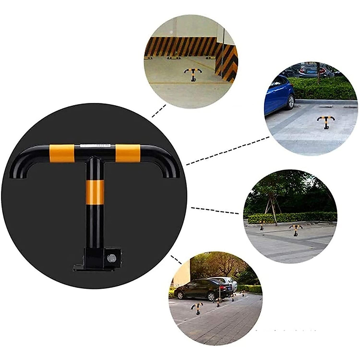 T-Shaped Heavy Duty Car Parking Space Lock Bollard Folding Lane Parking Barriers Security Posts for Private, Business, with Screws & Key (Yellow 550x400mm)