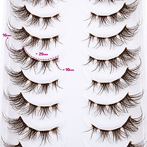 Brown Lashes Anime Eyelashes Natural Look Wispy Fake Eyelashes Manga Clear Band Cluster Eye Lashes Individual DIY False Eyelashes Pestañas Postizas 10 Pairs ALICROWN