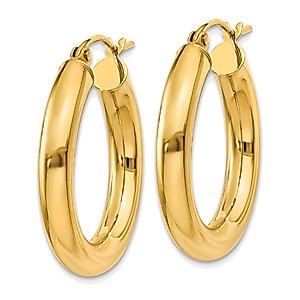 Polished 4mm Tube Hoop Earrings in 14K Yellow Gold