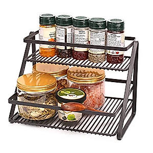 WIRESPIRIT - Coffee Bar Organizer, Spice Rack with No Assembly Required – Storage and Organizer for Kitchen Countertop, Cupboard, Coffee Station, Medicine Cabinet, Bathroom - Bronze