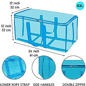 GOOSH 2 Pack Moving Bags Heavy Duty Extra Large with Double Zippers & Carrying Handles, Waterproof Foldable Storage Totes for Space Saving Moving Storage