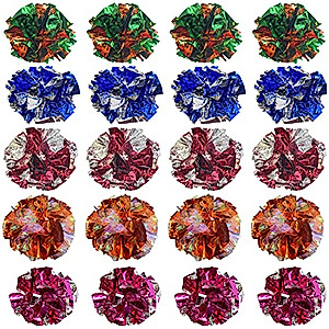 20 Pcs 2 Inch Crinkle Balls Cat Toys Mylar Crinkle Balls for Kittens Exercise and Multiple Cats Play