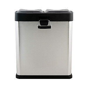 Organize It All Dual Compartment Step-On 8-Gallon (30 liter) Recycling Trash Can, Stainless Steel
