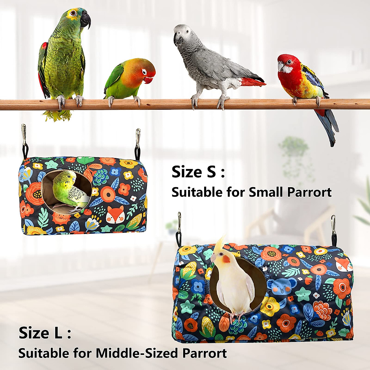 ShuRung Bird Warm Bed Parrot Sleeping Nest Bed House Bird Snuggle Hanging Hut Bird Parrot Hammock Bird Sleeping Hideaway Cave for Cockatiels Parakeet Budgies Parrot Budgies Lovebird S