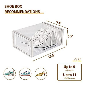 Hrrsaki 15 Pack Foldable Shoe Storage Boxes, Shoe Boxes Clear Plastic Stackable, Shoe Organizer Boxes with Front Opening Lids, Ventilation and Dust-proof, Shoe Container Boxes for Closet, Bedroom, Bathroom, Fit for Women/Men Size 9(13” x 9” x 5.5”) (white
