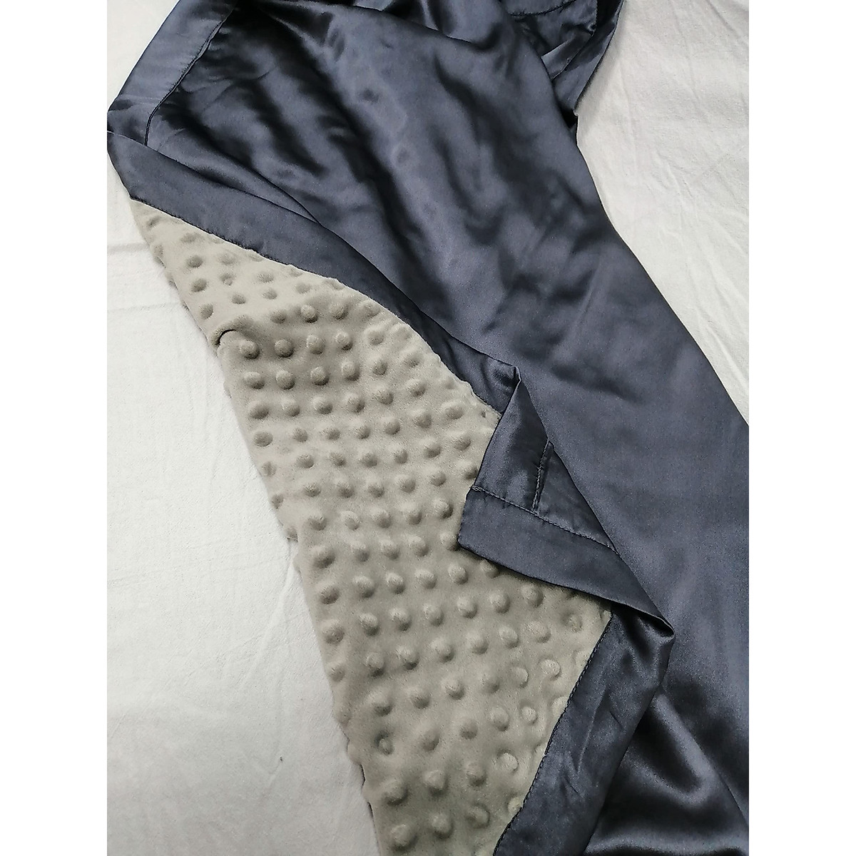 Cozysilk Baby Soft Silk Blanket - 100% Mulberry Silk On One Layer with Minky Plush Dot Blanket Backing - Reversible Double Layer, Gift for Girls/Boys Best for Summer (28 x 40 inch, Dark Grey)