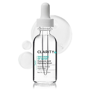 ClarityRx Daily Dose of Water Hyaluronic Acid Hydrating Face Serum, Natural Plant-Based Daily Moisturizing Treatment for Dry, Dull Skin (1 fl oz)