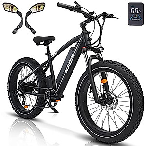 HAOQI Electric Bike for Adults 48V 20AH Removable Cells Battery Black Leopard Pro, 750W Brushless Motor, 26" x 4.0 Fat Tire 28MPH, 7-Speed