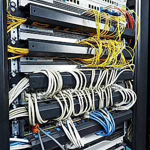 Rebower 1U Cable Manager 24 Slot Horizontal Rack Mounting Wire Management Organizer, [for Network Cabinets]-19" Black- 4Pcs