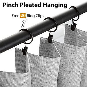 INOVADAY Blackout Curtains 84 Inch Long 2 Panels Burg Linen Textured Thermal Insulated Window Treatment Panels Drapes for Bedroom Living Room - Grey, W50 x L84