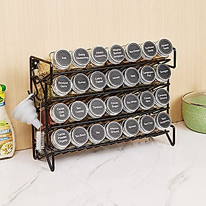 Vtopmart Spice Rack Organizer for Cabinet, 4-Tier Spice Organizer with 28 Empty Spice Jars and 432 Spice Labels, Seasoning Organizer for Countertop, Cabinet, Kitchen, Pantry, Cupboard