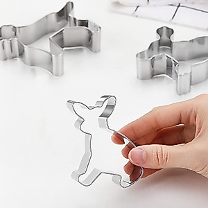 Dog Cookie Cutter for Treats Shapes Baking Set of 6 - Stainless Steel Border Collie, Chihuahua, Labrador, Rochin, Rottweiler, Pleasant Shepherd Shaped Puppy Cartoon Pet Dog Cookie Cutters Molds Stamps
