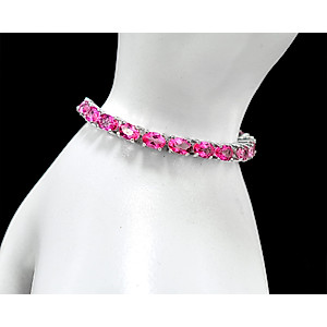 Natural Pink Topaz 6X4 MM Oval Cut Gemstone Tennis Bracelet 925 Sterling Silver November Birthstone Women Jewelry Bridal Gift Christmas Gift For Her (Rose Gold Rhodium Plated Silver, 8 Inches)