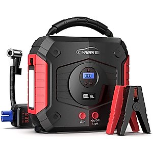 YABER Jump Starter, Car Battery Jump Starter Pack 1000A 13800mAh for 6.0L Gas/5.0L Diesel, IP68 Waterproof Portable 12V Auto Battery Jumper with USB Ports and Smart Jumper Cable