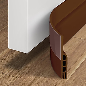 Holikme Door Draft Stopper Under Door Draft Blocker Insulator Door Sweep Weather Stripping Noise Stopper Strong Adhesive Door Stops of Rubber Brown