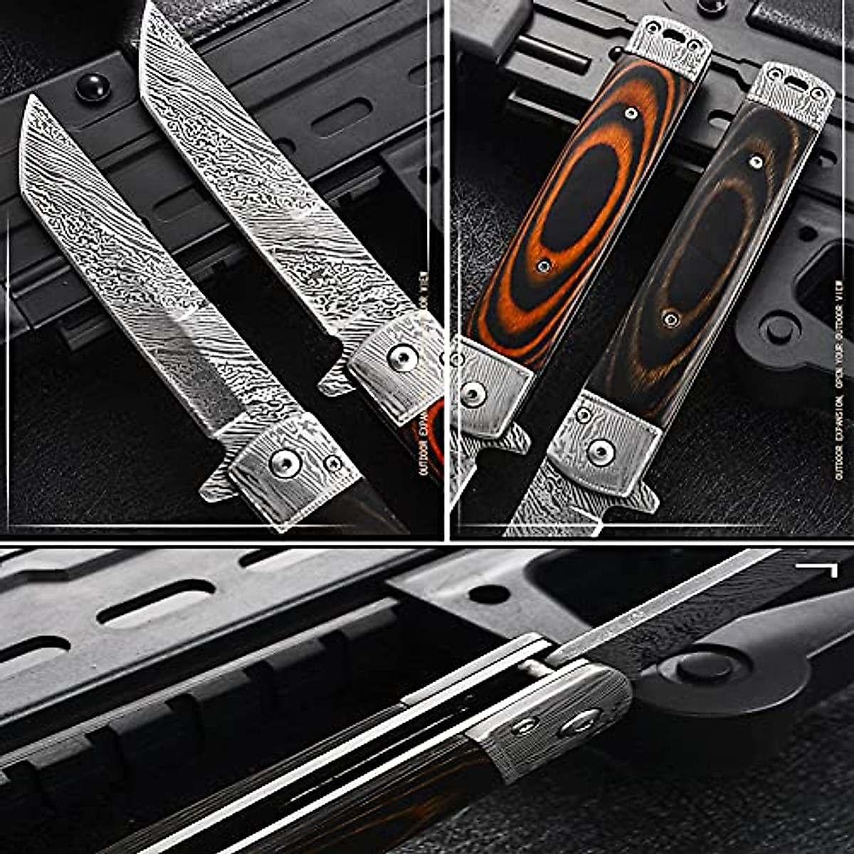 URiver Pocket Knife,G10 handle, With Pocket clip,Material Sharp Satin Blade, Great for Paring, Brown