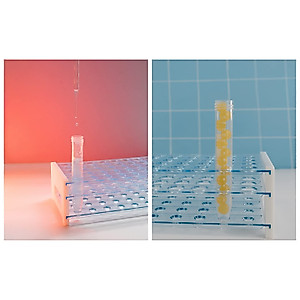 HOIGON 5 Pack 50 Holes Plastic Test Tube Rack, Detachable Lab Test Tube Rack Holder for 13/16 mm Tubes, Light Blue