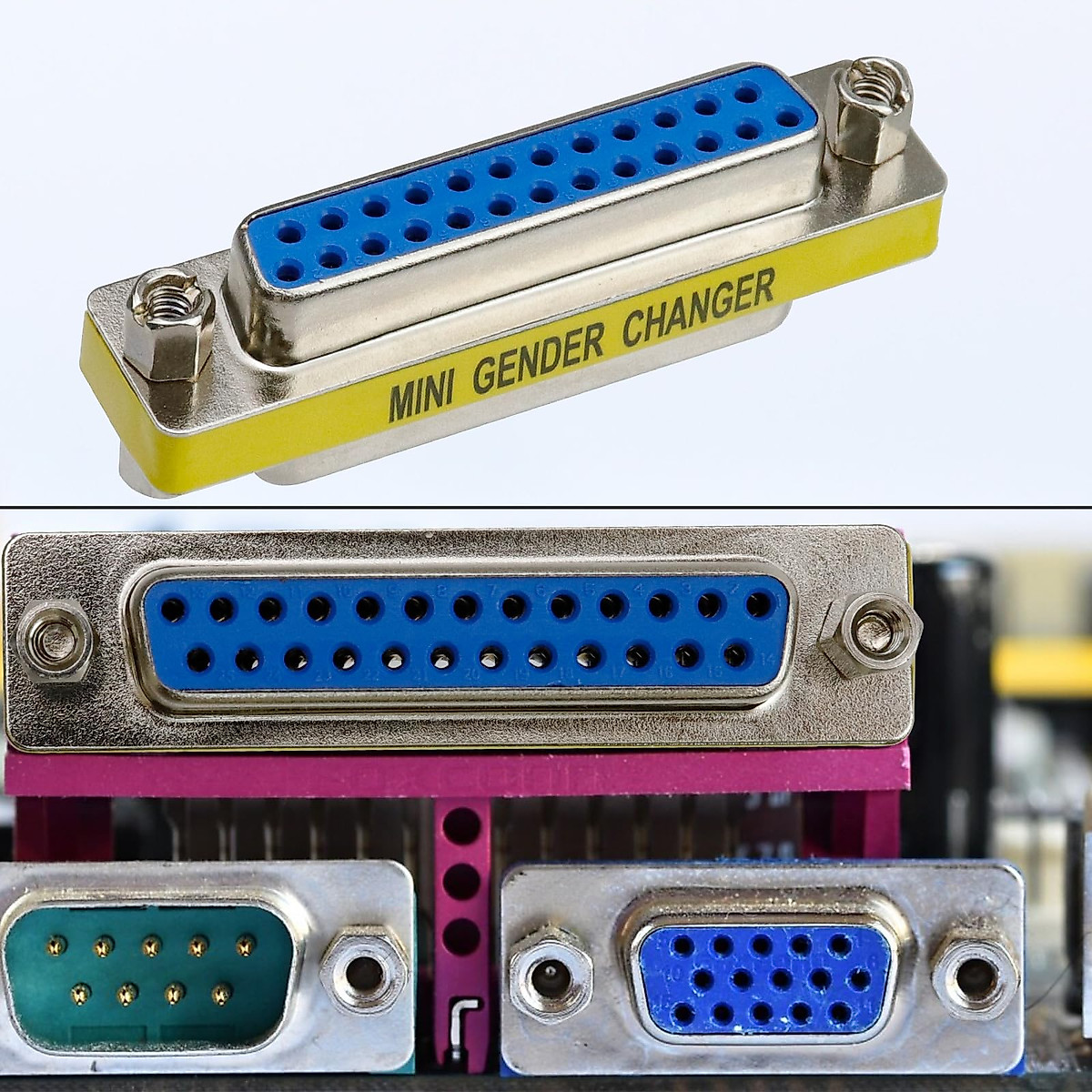 Antrader 4-Pack DB25 25 Pin Serial Port Female to Female Mini Gender Changer Coupler Adapter RS232 Connector