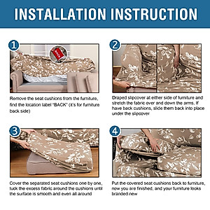 H.VERSAILTEX Super Stretch 3 Pieces Sofa Covers for 2 Cushion Couch Covers Sofa Slipcovers Feature Soft Thick Bouncy Modern Style with Individual Cushion Covers Pet Friendly - Loveseat, Camel