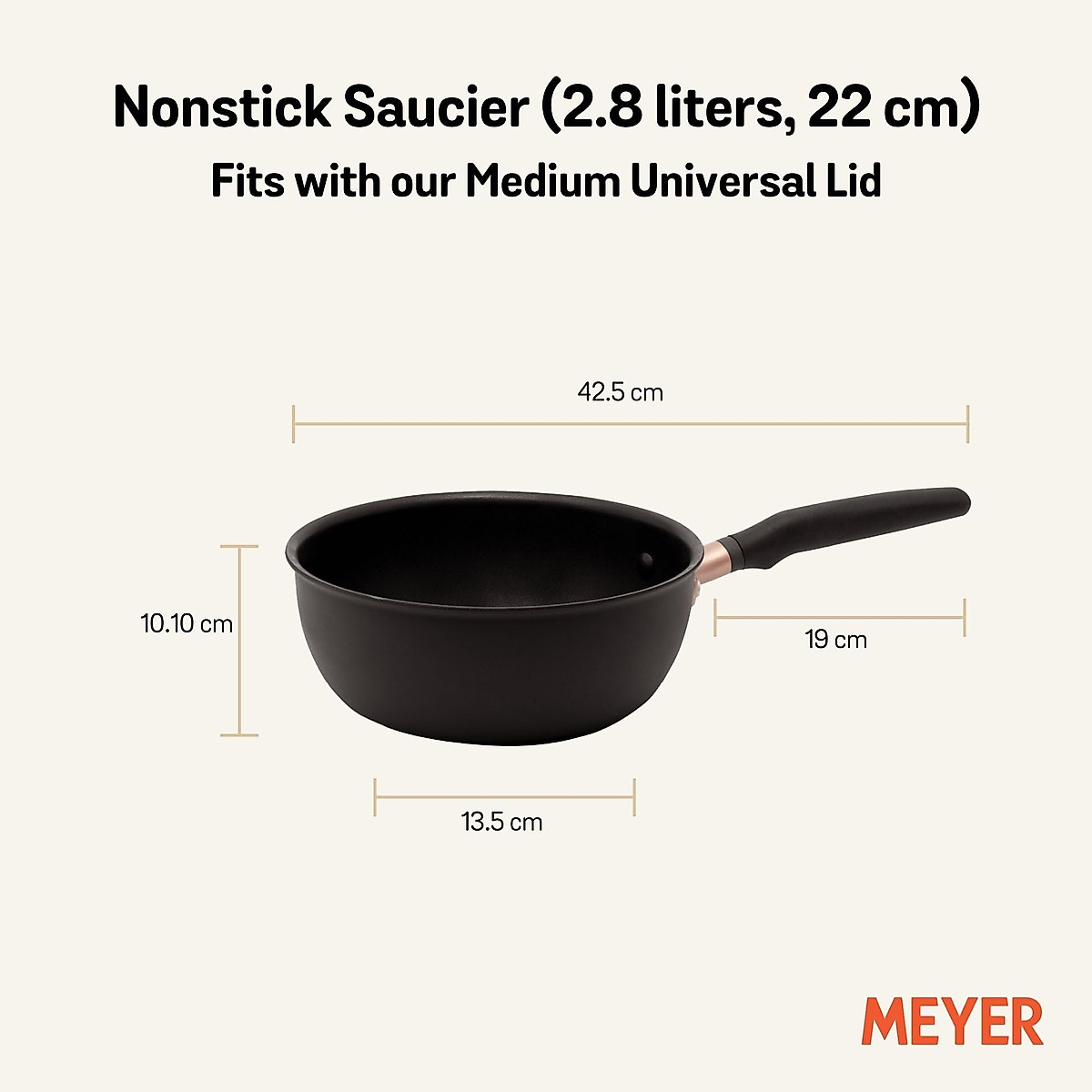 Meyer Accent Series Hard Anodized Nonstick Sauce Pan/Saucepan/Saucier, 3 Quart, Matte Black