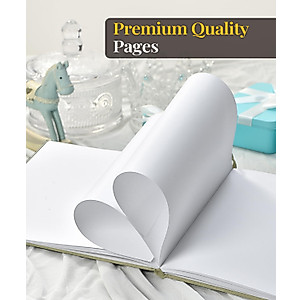 Lankaiva Wedding Guest Book, Guest Book Wedding Reception - Classic Baby Shower Guest Book, 100 Blank Pages for Bridal Shower Birthday Graduation Sign in and Photos, Beige