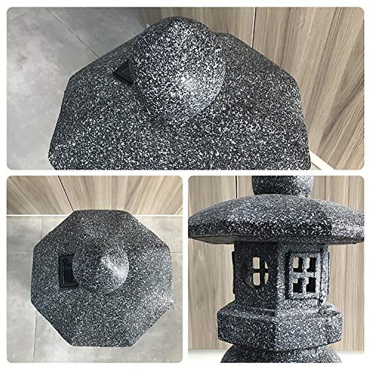 OUSHUAI Pagoda Garden Statue Outdoor Figurine Lights Solar Powered LED Garden Decor Pagoda Light Asian Lantern Outdoor Decorations Home Tranquil Resin Waterproof Decor Lawn Yard
