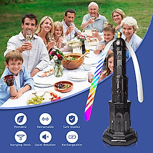 NIASIA 4pcs Food Fans for Tables Rechargeable,Retractable Food Spinner for Indoor Meals,Picnic,Party(Black)