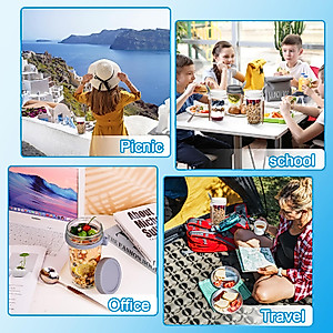 FRIUSATE 4 Pack Overnight Oats Containers with Lids and Spoons, 24 oz Glass Oatmeal Container with Measurement Marks, Large Capacity Airtight Mason Jars for Milk Cereal Fruit