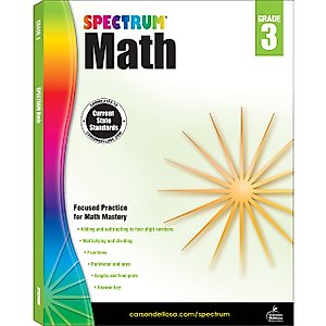 Spectrum 3rd Grade Math Workbooks, Ages 8 to 9, Math Workbooks Grade 3, Multiplication, Division, Fractions, Addition and Subtracting to 4-Digit Numbers - 160 Pages (Volume 4)