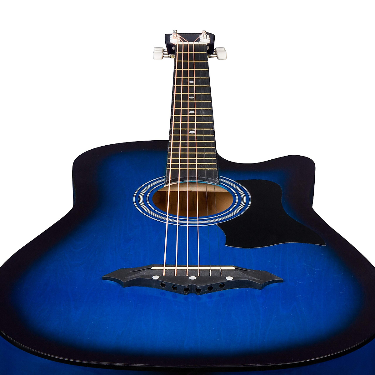 Joymusic 38 inch blueburst beginner acoustic guitar kit,bundle with a strap with picks holder,digital tuner, set strings, capo,cleaning cloth,6 picks,gig bag.(JG-38C,BLS)
