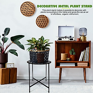 15" Tall Metal Plant Stand, 2 Pack 11" Wide Round Plant Stand for Flower Pots Up to 100lbs, Rustproof Iron Plant Holder for Indoor Outdoor Use, Easy Assemble Flower Stand for Home Garden Display