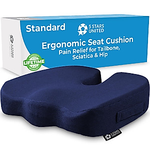 5 STARS UNITED Seat Cushion for Desk Chair - Tailbone, Coccyx Sciatica Pain Relief - Office Chair Cushions - Wheelchair Cushions - Car Seat Cushions - Pressure Relief Lifting Cushions
