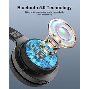 TZS Trucker Bluetooth Headset, Wireless Headset with ENC Noise Cancelling & Mute Button Microphone, V5.0 Handfree Bluetooth Headphone for Driving/Business/Office Compatible with iPhone and Android